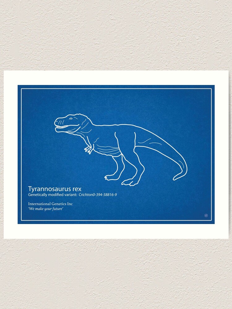 "Tyrannosaurus rex Blueprint (Literary/film & TV)" Art Print for Sale ...