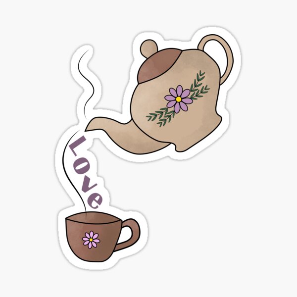 "Tea pot , text love" Sticker by Ashlison | Redbubble