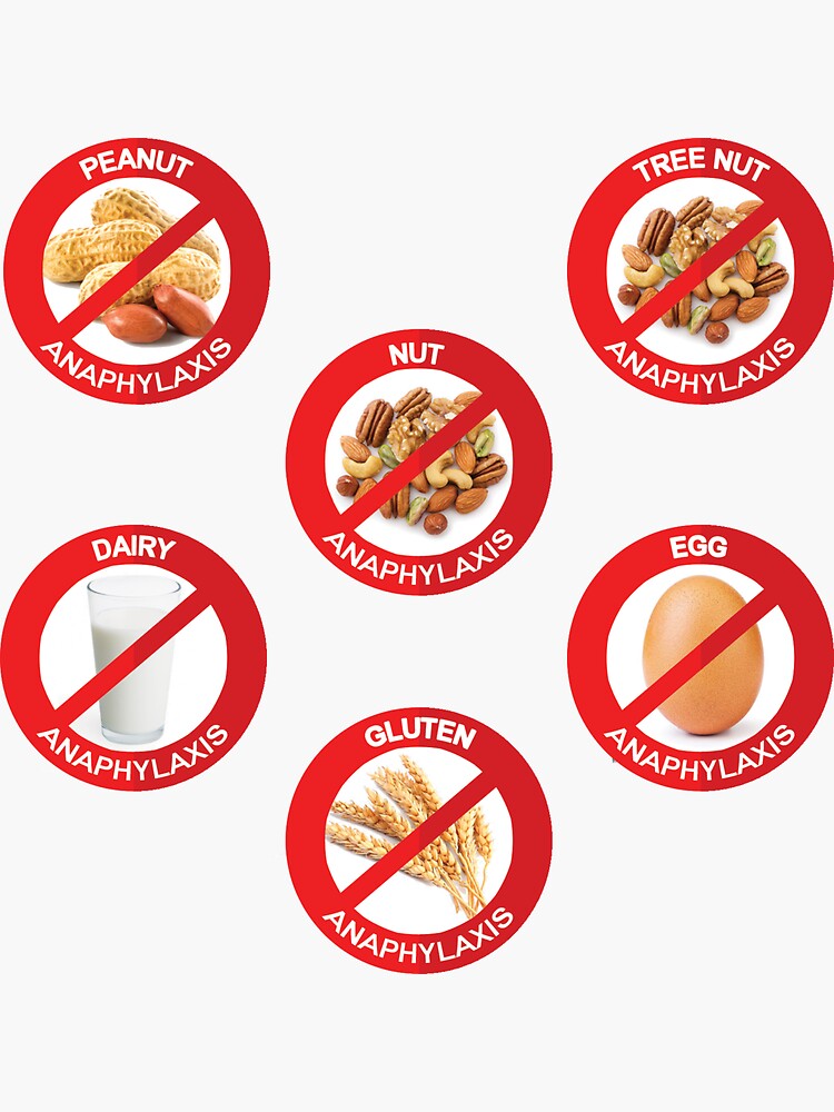"Anaphylaxis Food Allergy Warning Sticker" Sticker by sarahmacfarlane ...