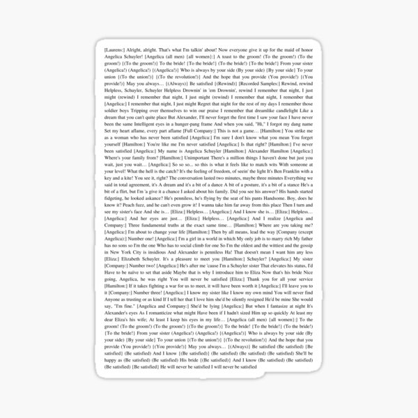 "Satisfied - Hamilton" Sticker for Sale by verticalley | Redbubble