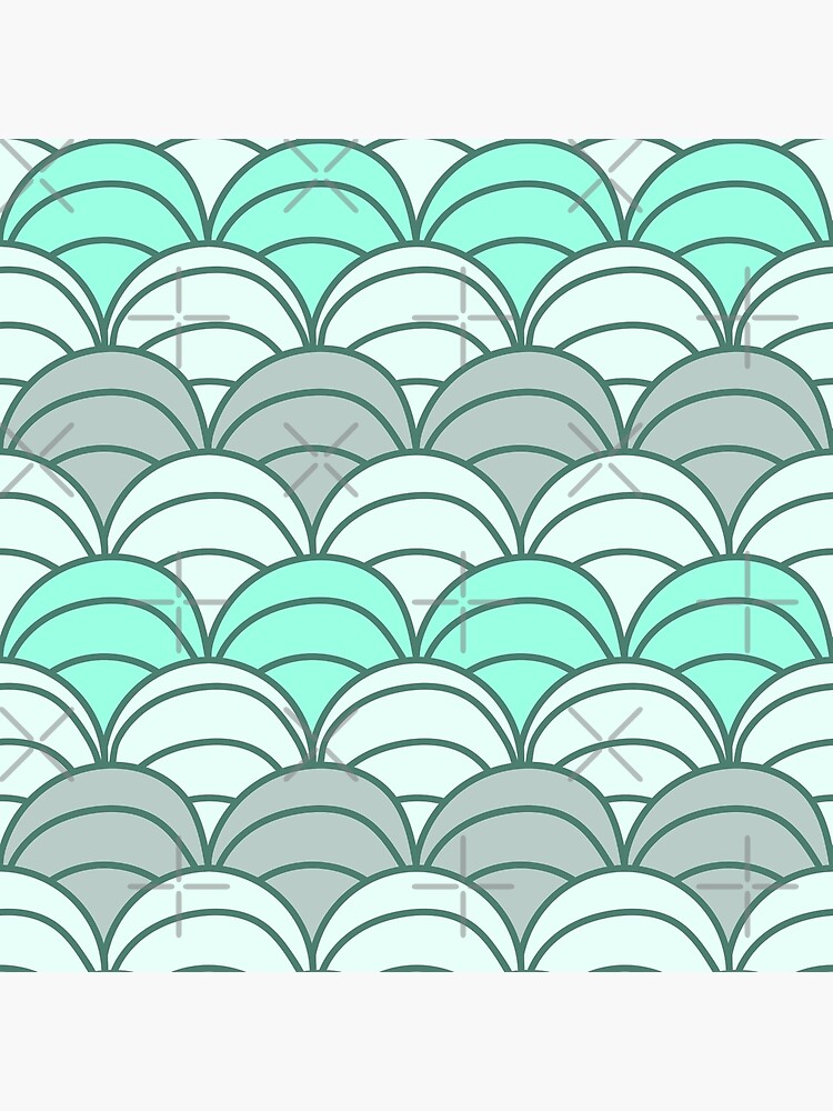 "Japanese Seigaiha Wave Pattern Green & Grey - Geometric - Minimalist ...