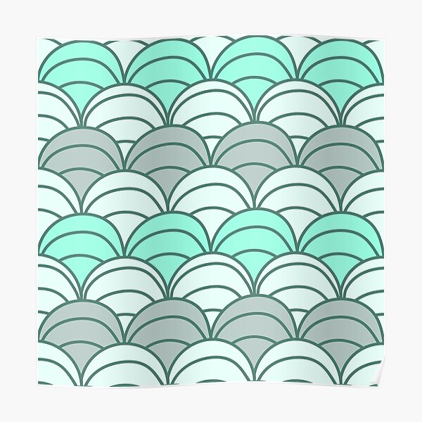 "Japanese Seigaiha Wave Pattern Green & Grey - Geometric - Minimalist ...