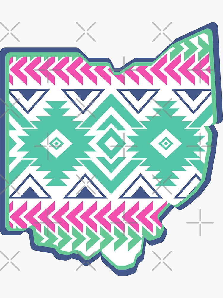 " Ohio Blue Pink Tribal Aztec" Sticker by krissy43231 | Redbubble