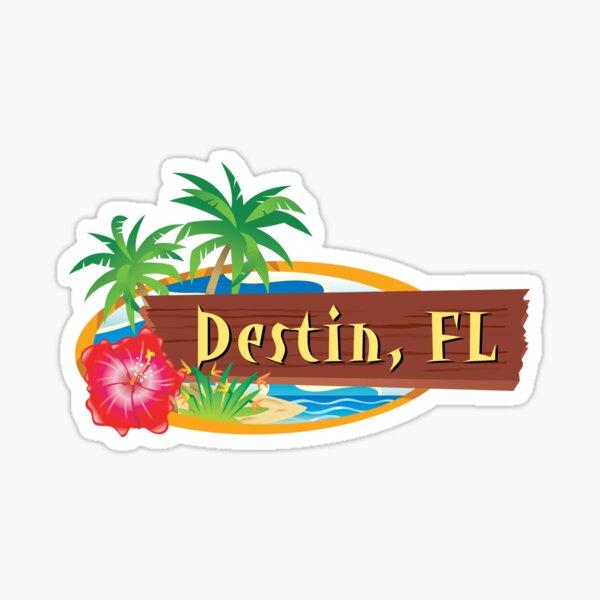 "Destin Florida Vintage Mid-Century Design" Sticker by Futurebeachbum ...