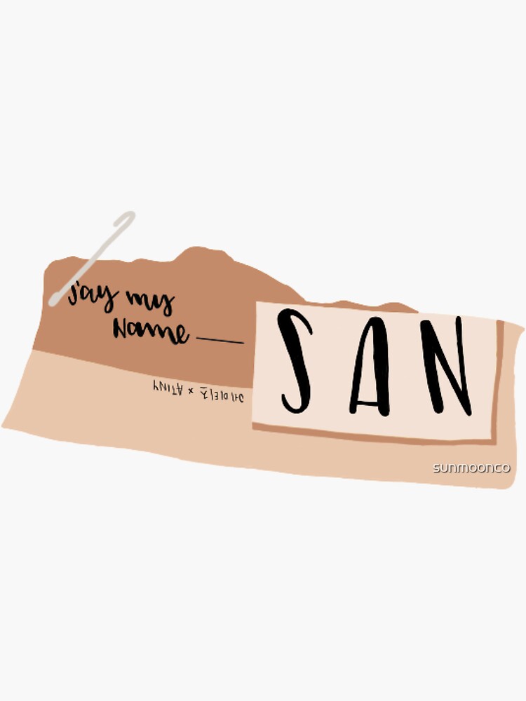 "ATEEZ San name tag" Sticker by sunmoonco | Redbubble