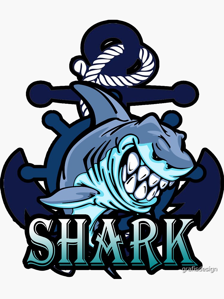 "Blue Shark" Sticker by grafisdesign | Redbubble