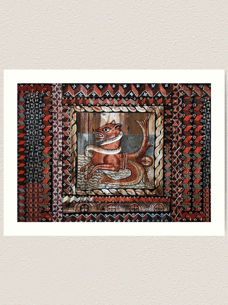 "MEDIEVAL BESTIARY ,SEA MONSTER AND SNAKE IN RED BROWN WHITE COLORS ...