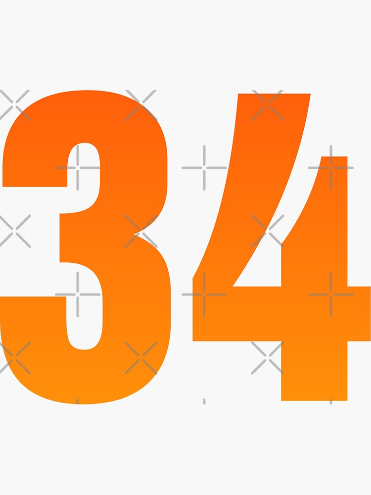 "Sports Team Number Thirty four 34" Sticker by Nenicute | Redbubble