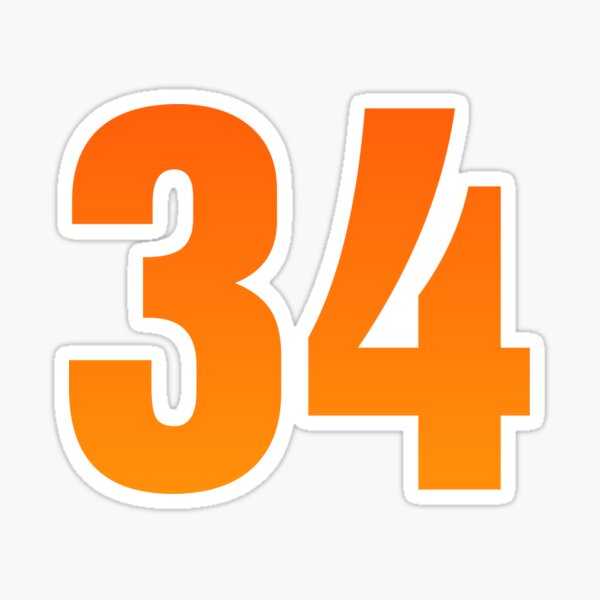 "Sports Team Number Thirty four 34" Sticker by Nenicute | Redbubble