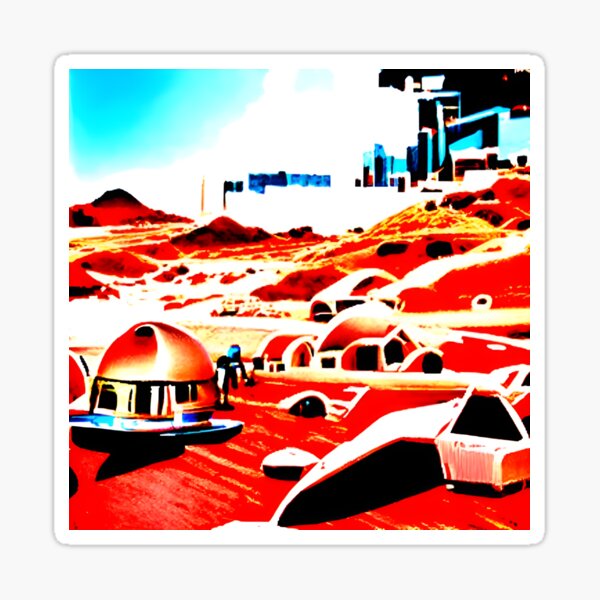 "Futuristic Mars Colony" Sticker by iconplanetart | Redbubble
