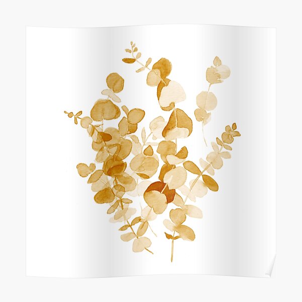 "Ochre Yellow Watercolor Eucalyptus Leaves 1" Poster for Sale by ArticraftShop | Redbubble