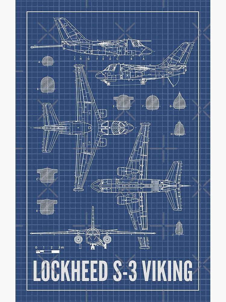 "Lockheed S-3 Viking Blueprint 2 - Plain" Poster for Sale by Bracketeer ...