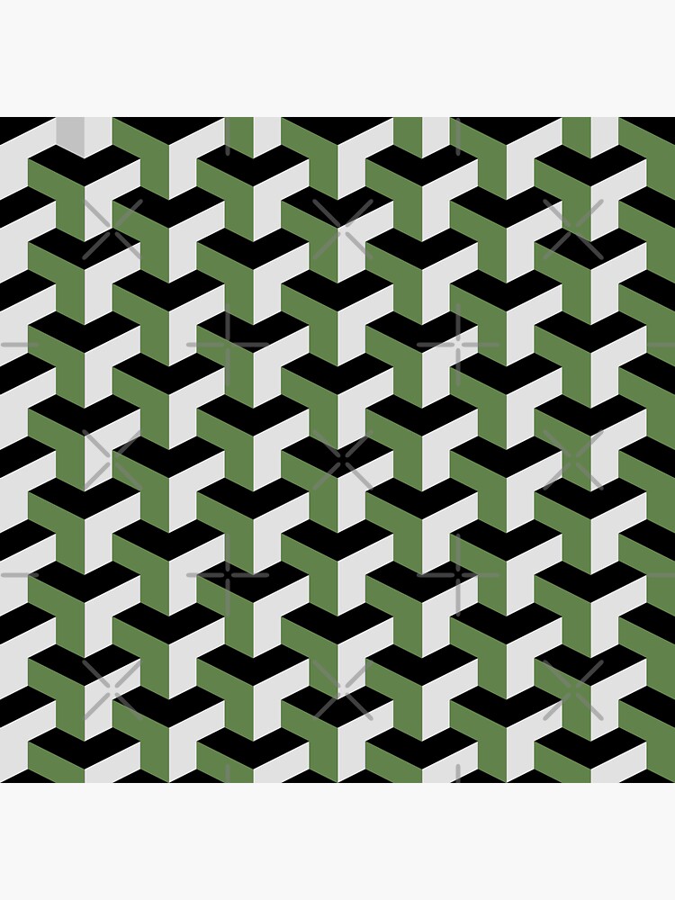 "Modern 3d Cube Geometric Pattern Green" Sticker for Sale by koovox ...