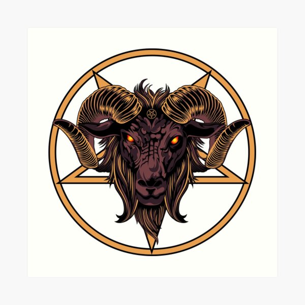 Lámina artística «Satanás, pentagrama, baphomet, cabra, diablo ...