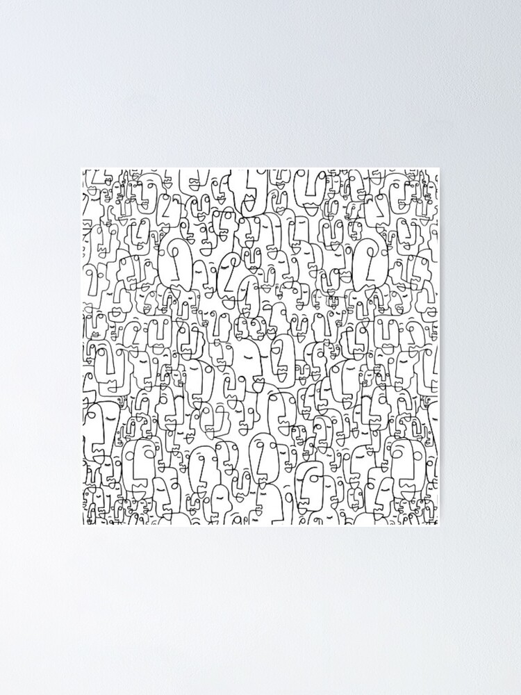 Abstract Face One Line Art Poster For Sale By Monaki Redbubble