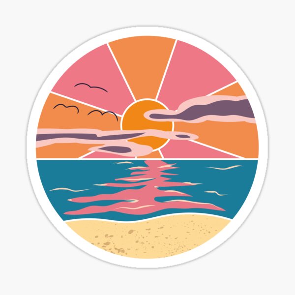 "Summer Sunsets on the Ocean Beach" Sticker by theselostworlds | Redbubble