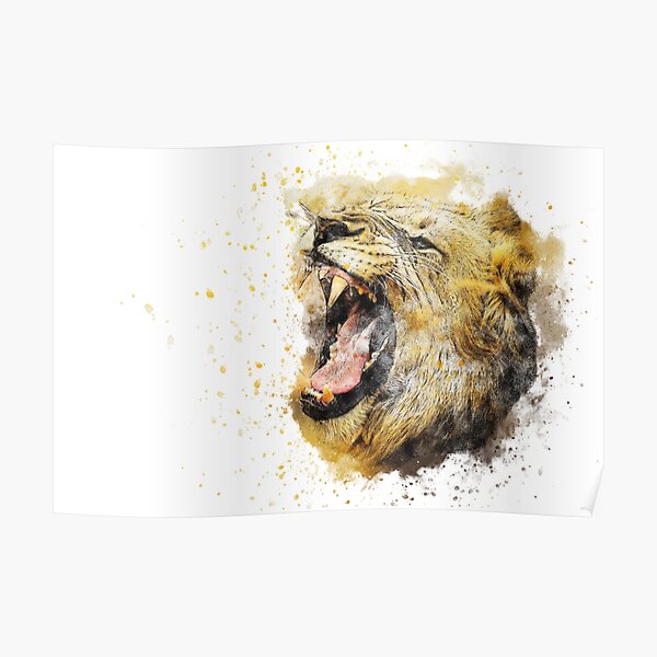 "Cool artistic lion drawing" Poster for Sale by NeptuneRider | Redbubble