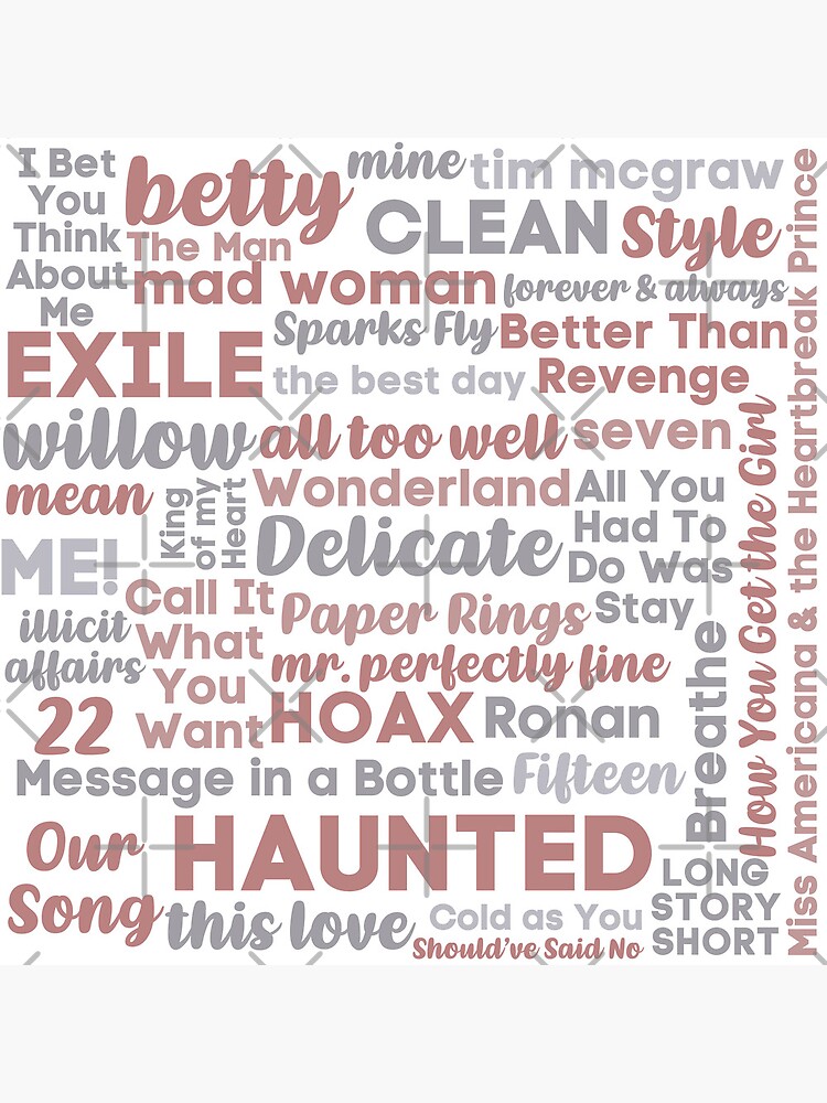 "Taylor Swift Song Collage" Poster for Sale by sarahswiftie | Redbubble