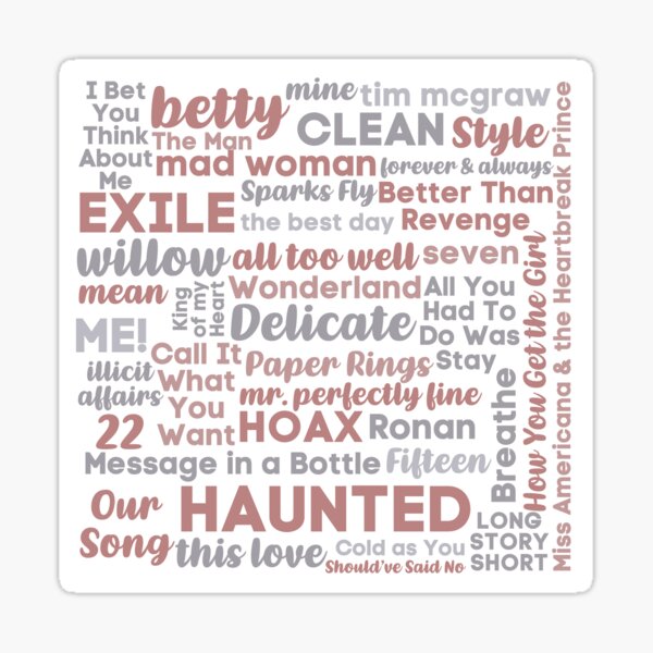 "Taylor Swift Song Collage" Sticker by sarahswiftie | Redbubble