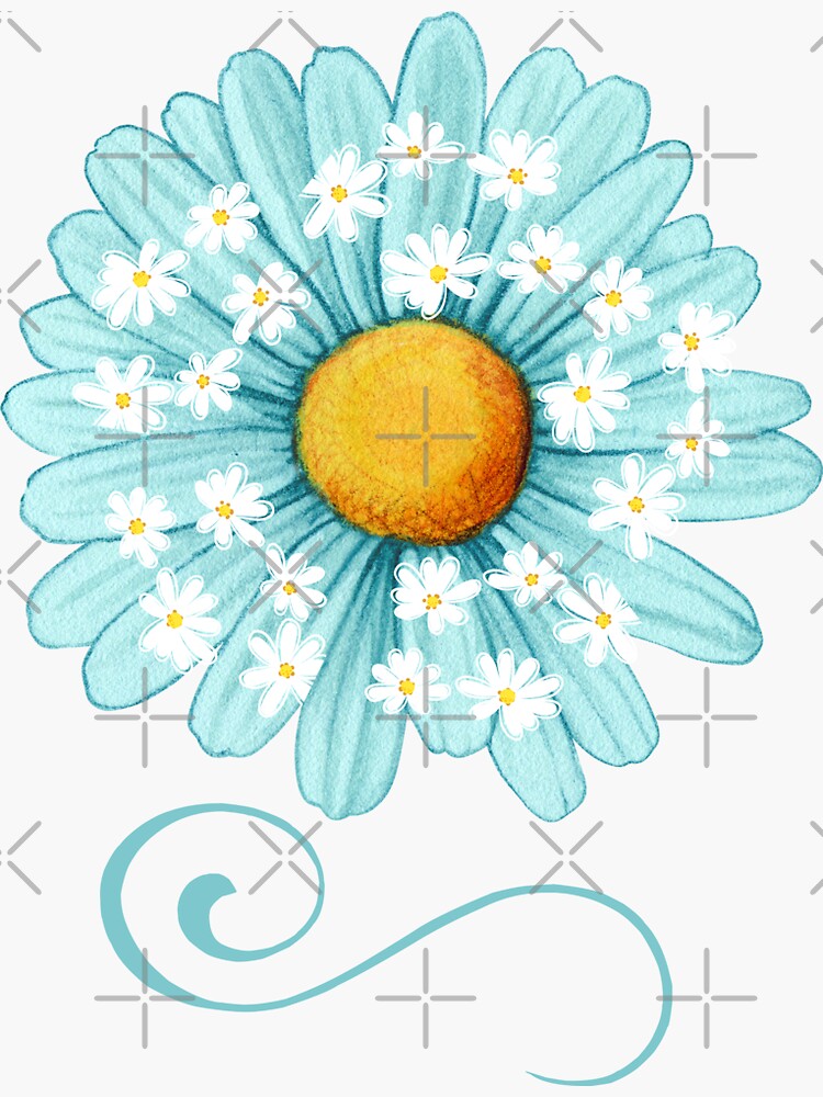"Blue Daisy Flower" Sticker by HappyLifeCreate | Redbubble