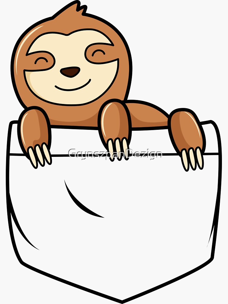 "Sloth in My Pocket Cute Zoo Animal Baby" Sticker by GrynszpanDezign ...