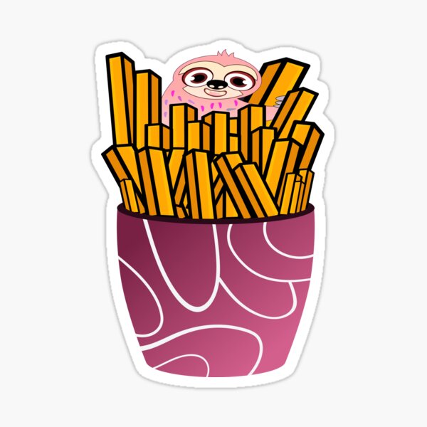 "French Fries Sloth" Sticker by minimalartstory | Redbubble