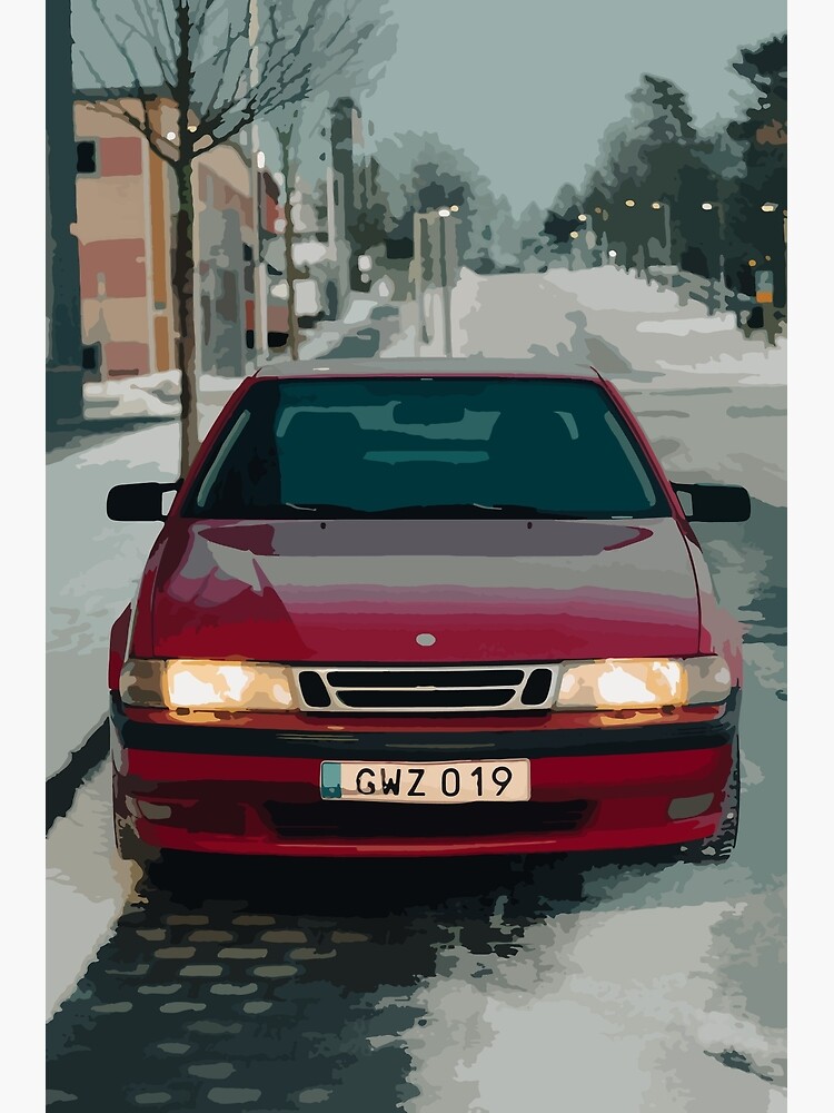 "Imola Red SAAB 9000 Front View" Poster for Sale by MikeDaSpike | Redbubble