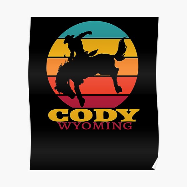 "Retro Rodeo Cody Wyoming Bucking Horse Vintage Retro Style" Poster for ...