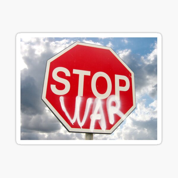 "STOP WAR!!" Sticker by Vuckola | Redbubble