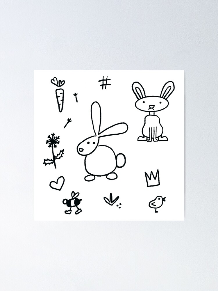 "Spring Bunny Doodles" Poster for Sale by jessicagoecke | Redbubble