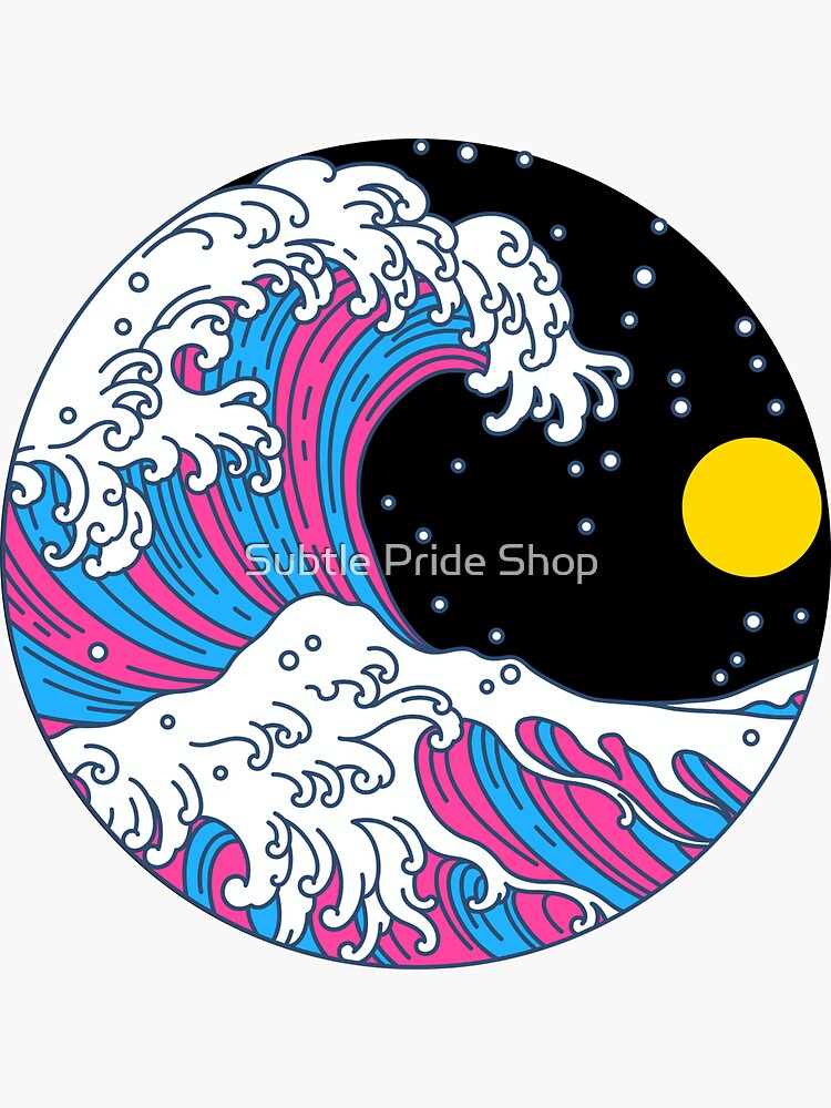 "Circular Japanese Pan Wave. Pansexual Pride" Sticker by ClimbingTees ...
