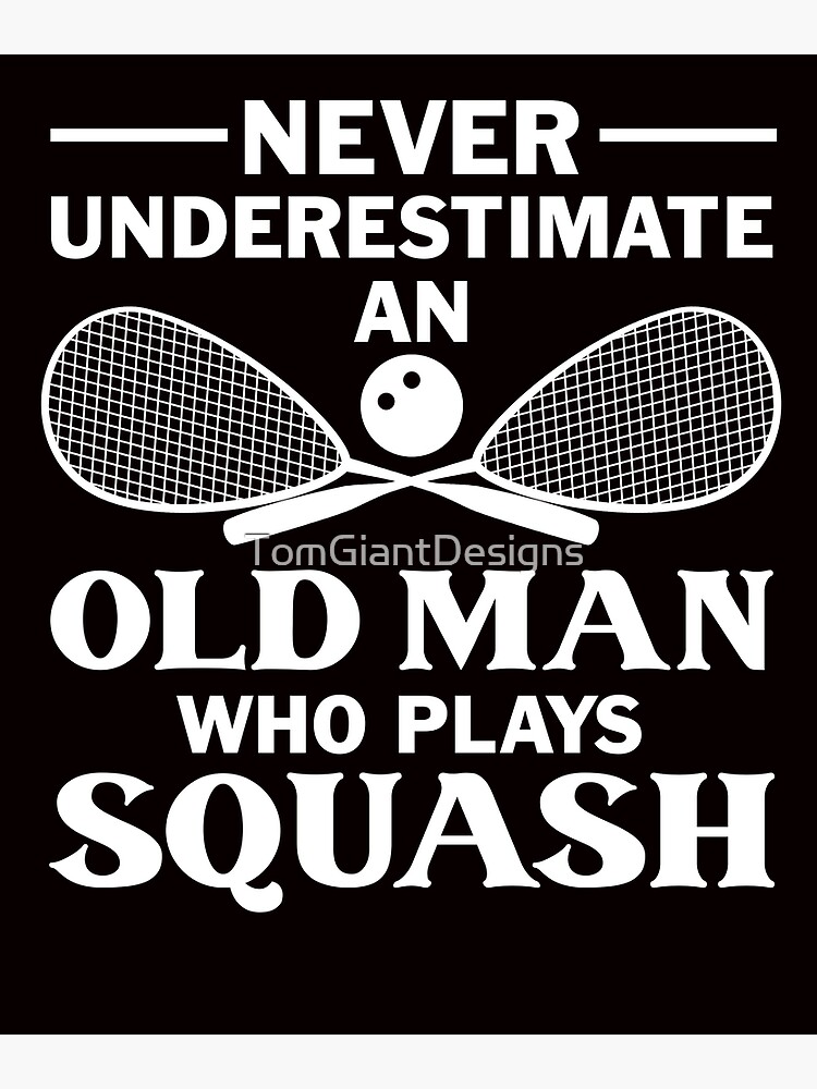 "Old Man Squash Player Indoor Tennis Court Ball Sports Match" Art Print ...