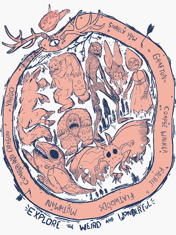 "West Virginia Cryptids Explore the Weird and Wonderful " Sticker by ...