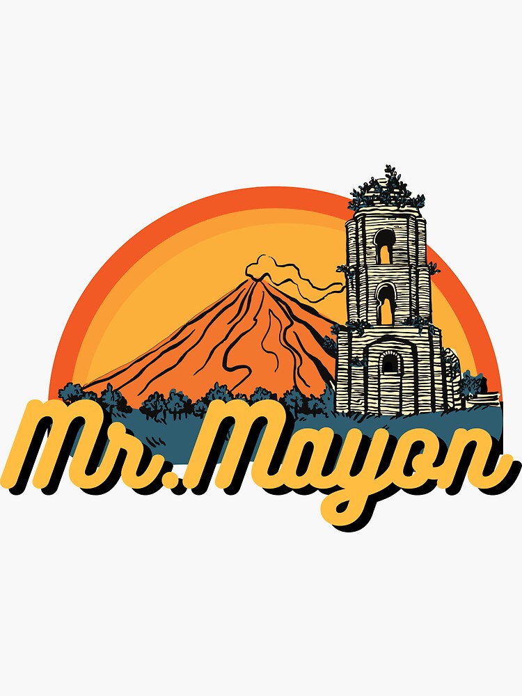 "Mayon Volcano MR. Mayon Philippines Retro" Sticker by mnlvibes | Redbubble