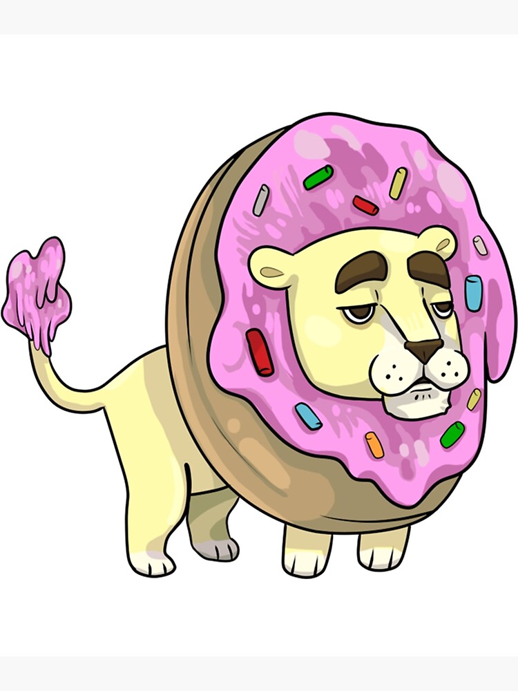 "Cute Pink Donut Lion Animal " Poster for Sale by Hahatoonn | Redbubble