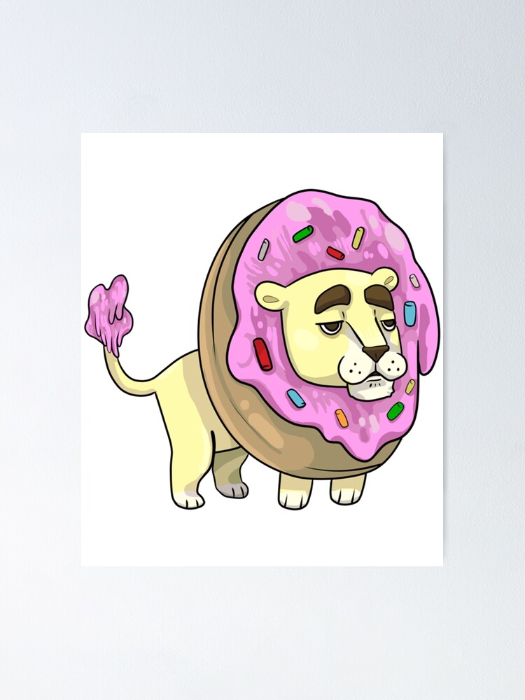 "Cute Pink Donut Lion Animal " Poster for Sale by Hahatoonn | Redbubble