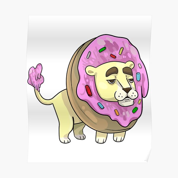 "Cute Pink Donut Lion Animal " Poster for Sale by Hahatoonn | Redbubble