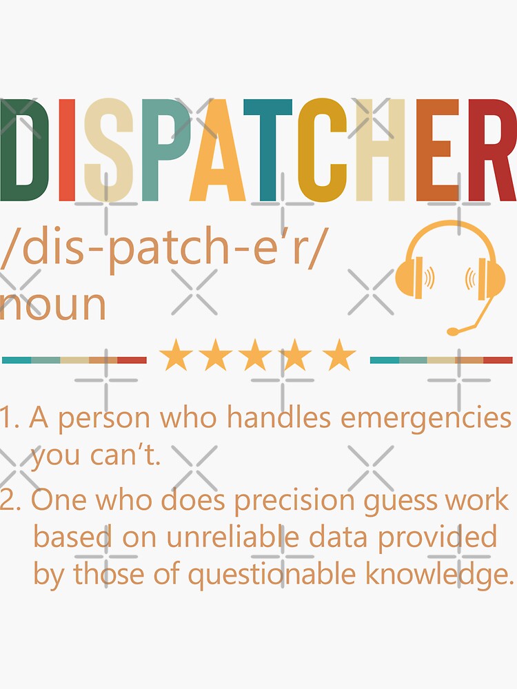 "Funny 911 Dispatcher Definition Vintage Retro Headset Heroes" Sticker ...