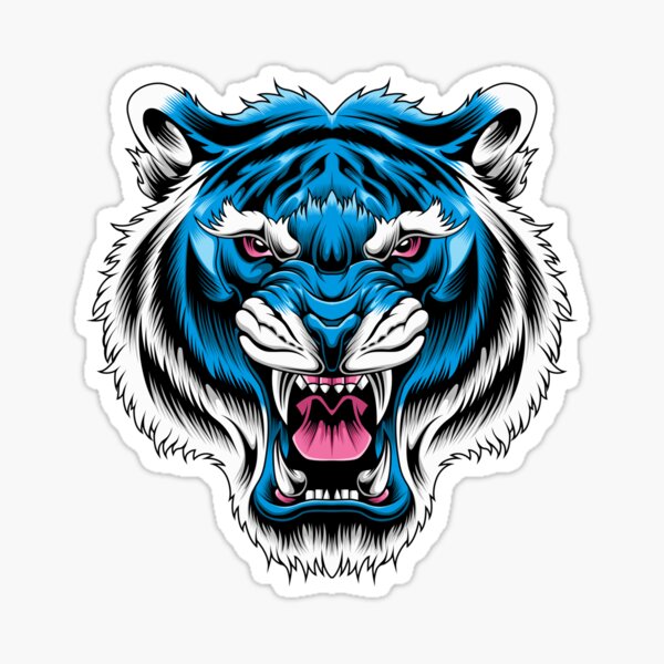 "Blue Tiger Head" Sticker for Sale by auroradesignco | Redbubble