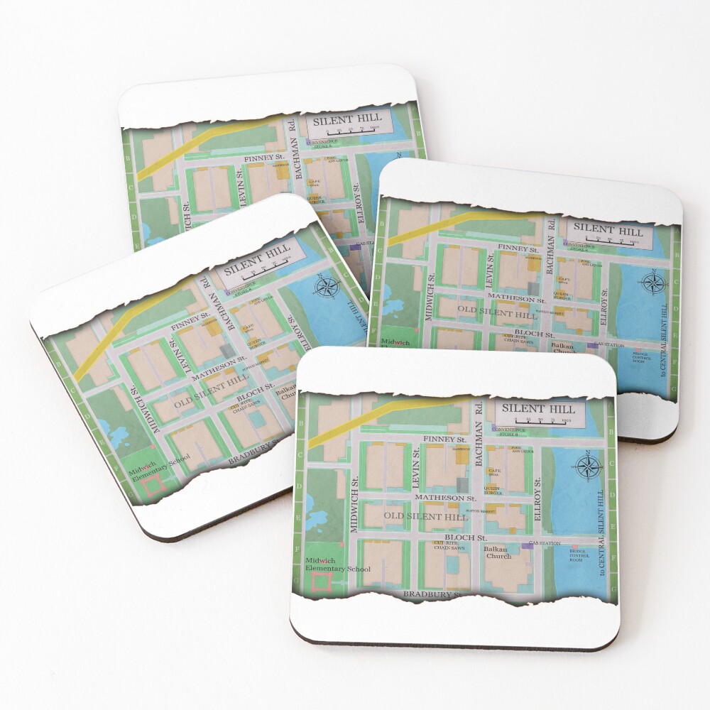 "Map of Old Silent Hill" Coasters (Set of 4) for Sale by Robogineer ...