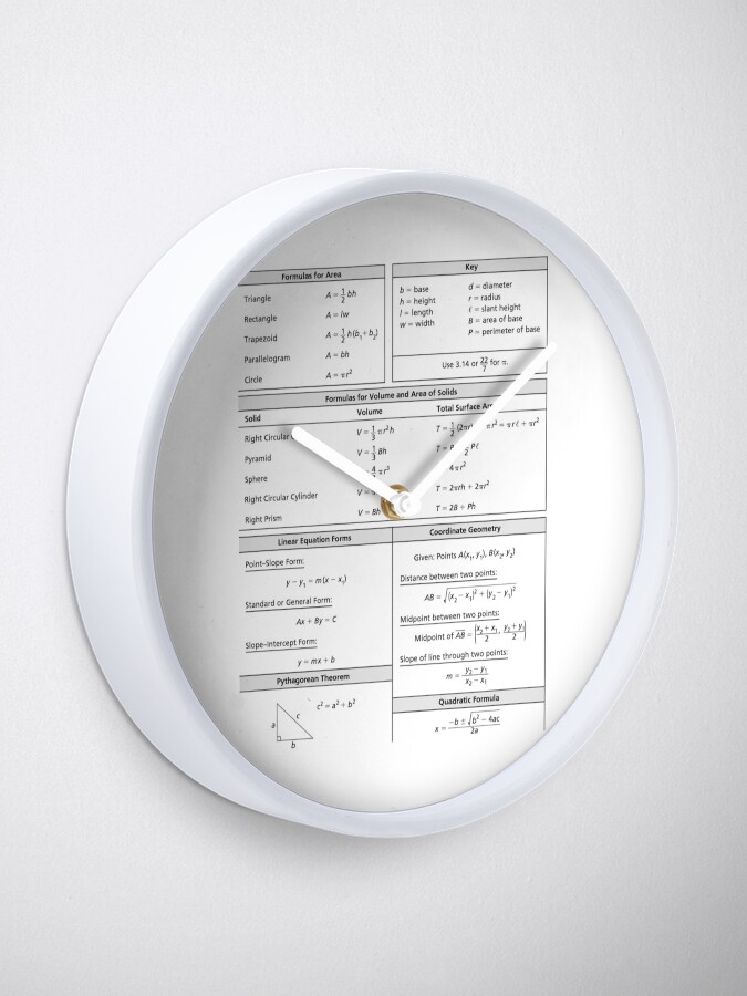"List of Mathematic Formulae Cheat Sheet " Clock for Sale by ...