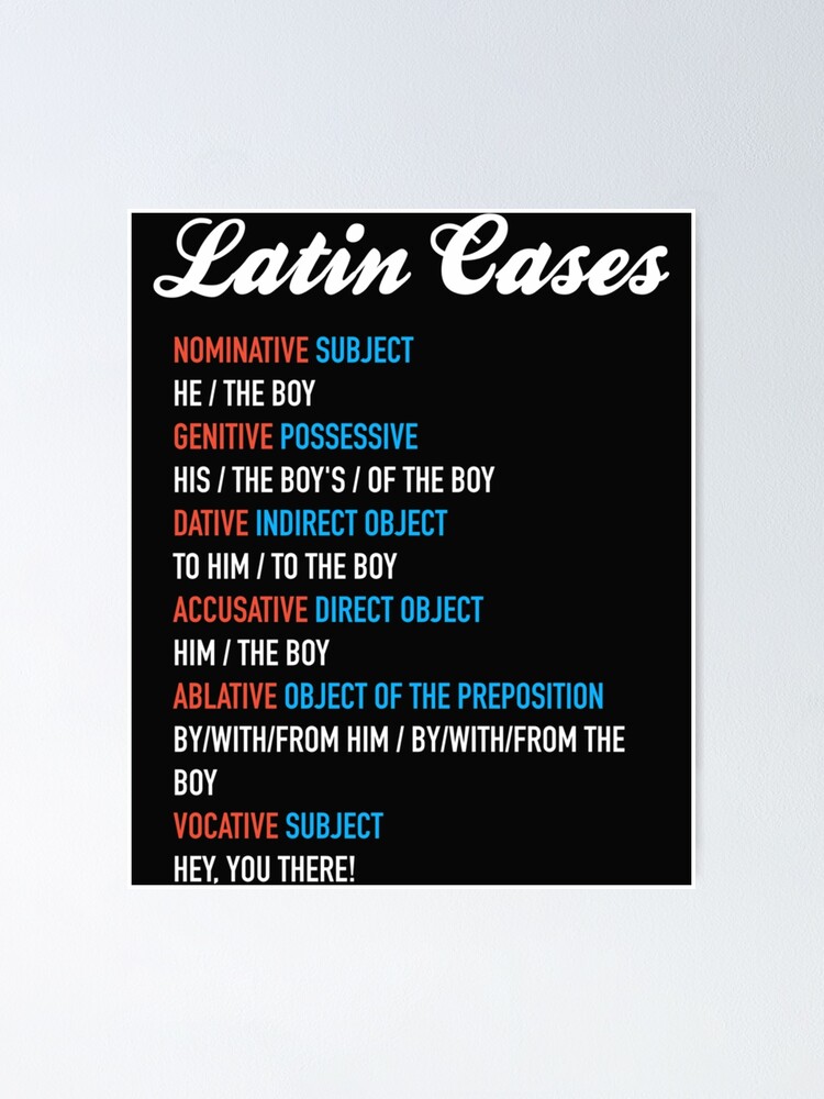 "Latin Cases - Nominative Dative Accusative Etc " Poster for Sale by ...
