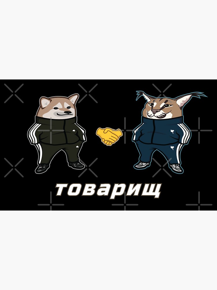 "Slav Cheebs Floppa Friendship (on black)" Sticker for Sale by Rzera ...