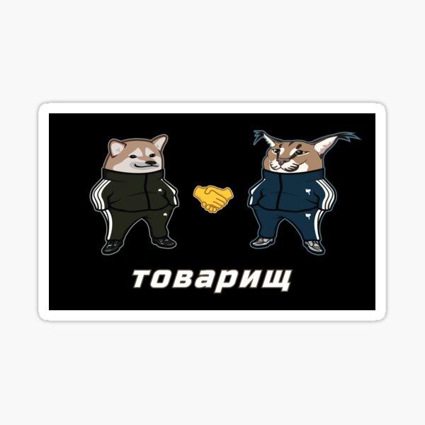 "Slav Cheebs Floppa Friendship (on black)" Sticker for Sale by Rzera ...