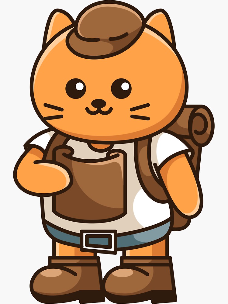 "Adventurer Cat Cute" Sticker by ClowArt | Redbubble