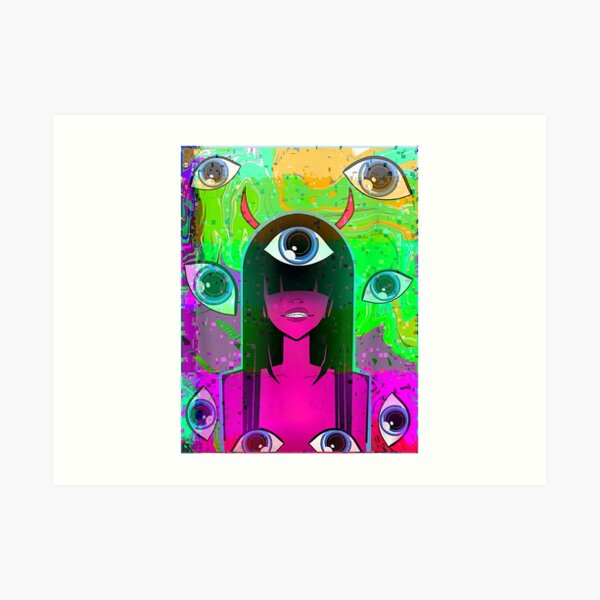 "Glitchcore Anime Demon Girl Eye weirdcore" Art Print for Sale by ...