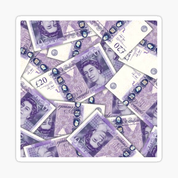 "Great Britain paper money. Randomly scattered 20 pound notes" Sticker ...
