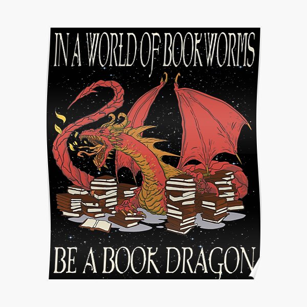 "Medieval Reader Reading Book Lover Fantasy Animal Bookworm Book Dragon ...