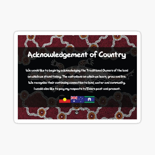 "Acknowledgement of Country - Authentic Aboriginal Art" Sticker for ...