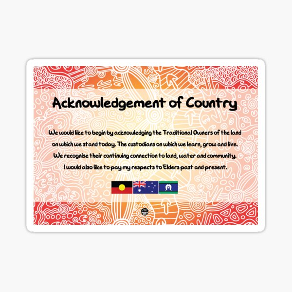 "Acknowledgement of Country - Authentic Aboriginal Art" Sticker for ...